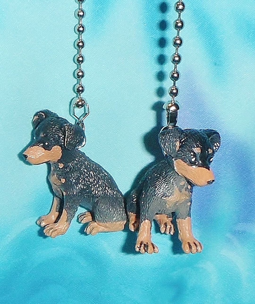 Set of Two ~ Baby Dachel Puppy Dog Black Brown Pet ~ Ceiling Fan Pull ...
