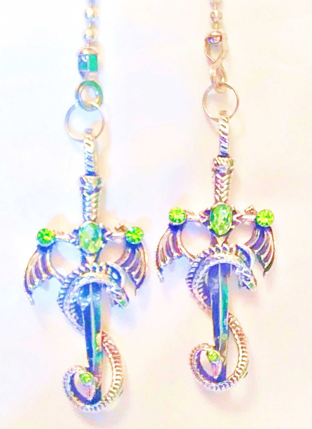 Two - Dragon Sword Green Symbolic Mythology Metal Decoration - Ceiling ...