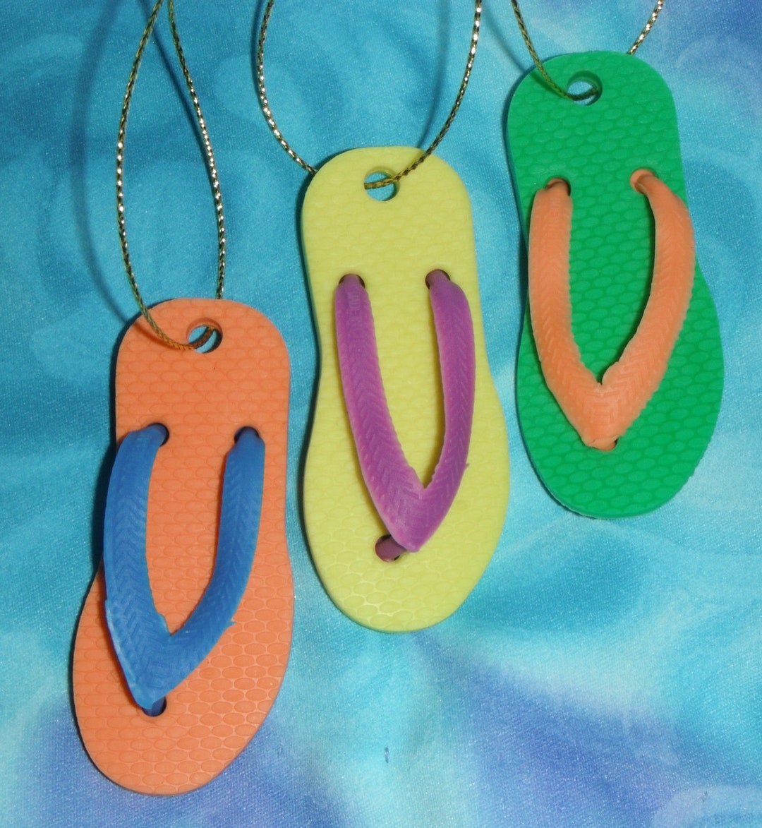 Set of Three Small Multi-colored Flip Flops Ocean Summer S-2 - Etsy