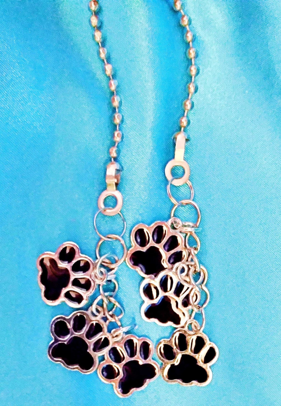 Set of Two - Tiny Puppy Dog Paw Print Black Decorative - Ceiling Fan ...