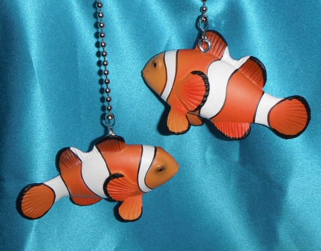 Set of Two ~ Clown Fish Ocean Sea Decorative ~ Ceiling Fan Pull Chains ...