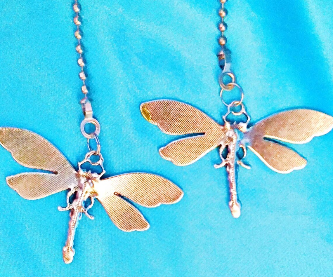 Set of Two - Green Dragonfly Enamel Rhinestone - Ceiling Fan Pull ...