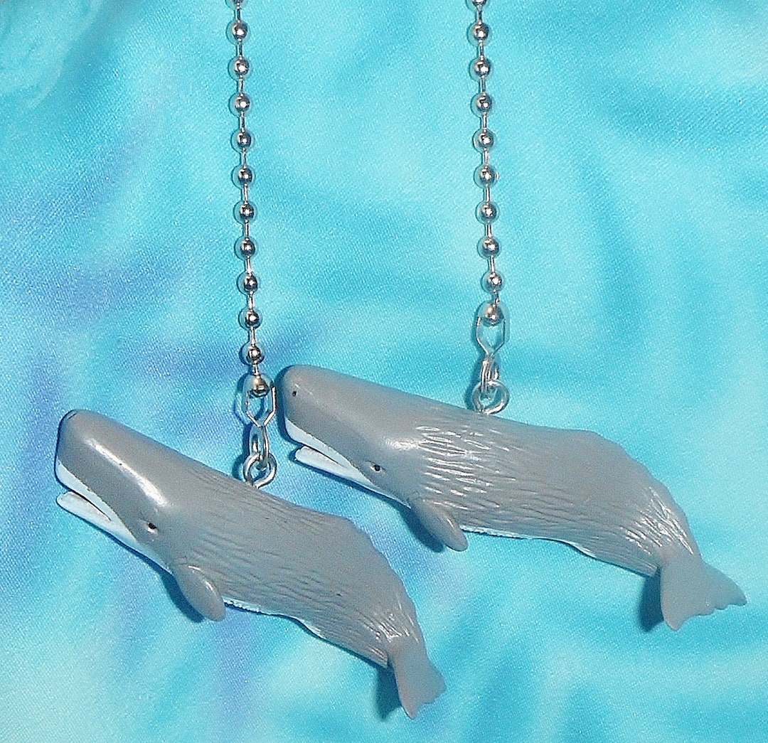 Set of Two ~ Sperm Whale Gray White Sea Ocean ~ Ceiling Fan Pulls Great ...