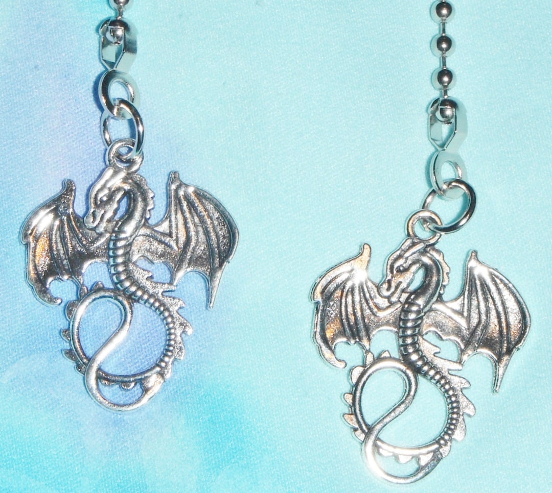 Set of Two ~ Vicious Flying Dragon Intricate Metal ~ Ceiling Fan Pulls ...