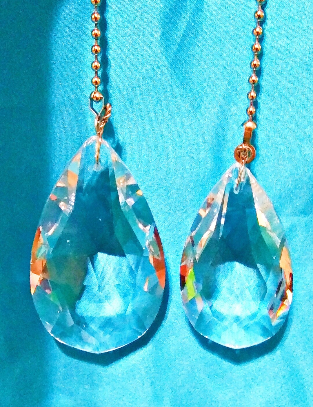 Set of Two Beautiful Tear Drop Acrylic Crystal Cut Large Small Shape ...