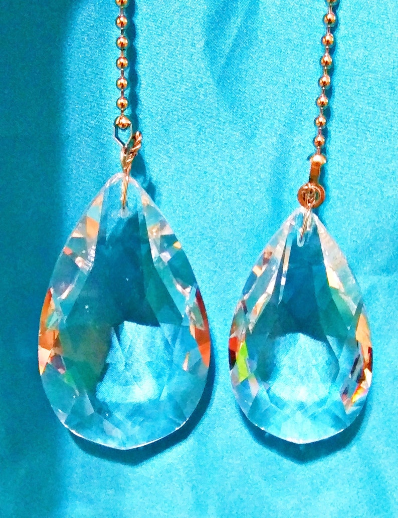 Set of Two Beautiful Tear Drop Acrylic Crystal Cut Large | Etsy