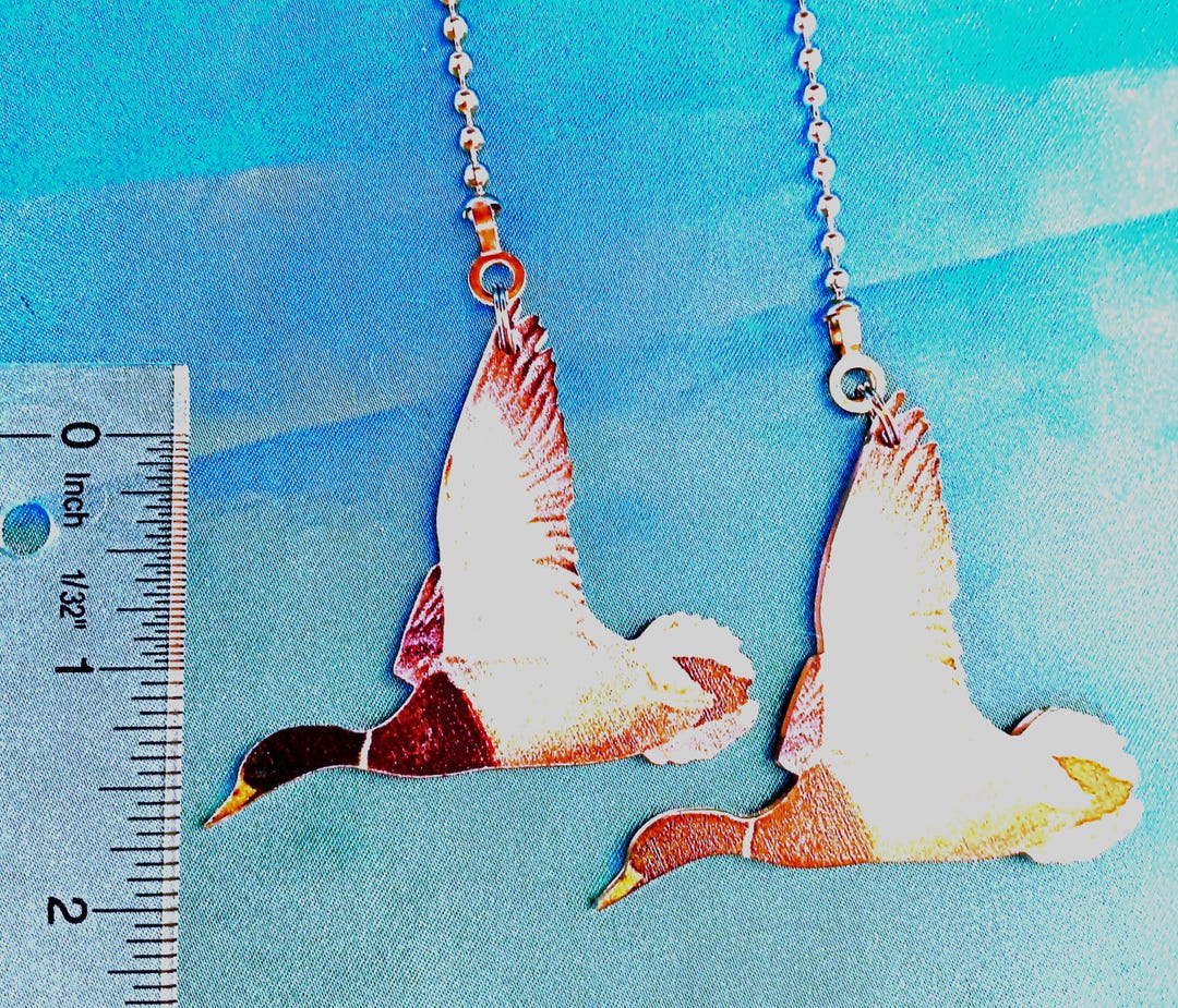Set of Two - 2D Mallard Duck Hunter Bird - Ceiling Fan Pull Chains ...