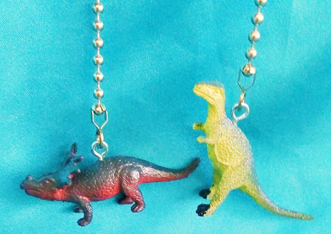 Set of Two ~ Dinosaur ~ T-rex & Triceratops ~ Ceiling Fan/light Pull ...