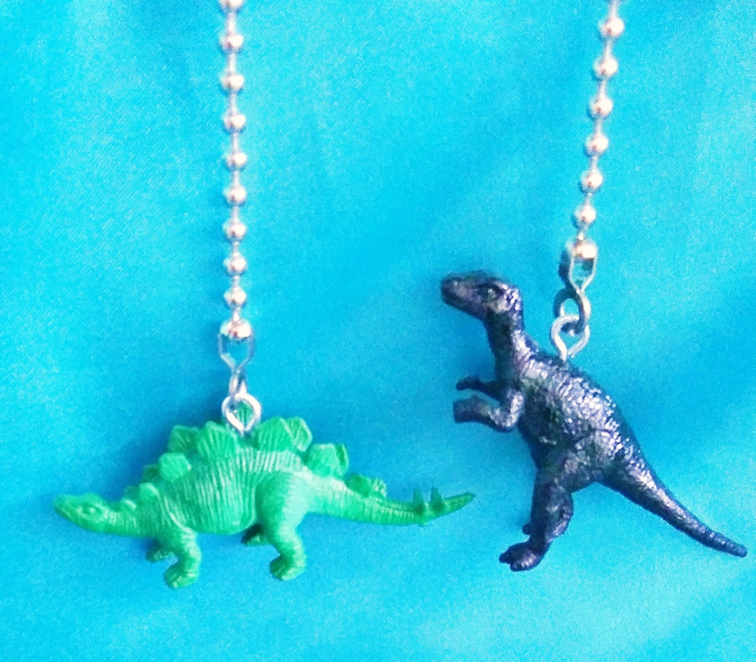 Set of Two ~ Dinosaur ~ T-rex & Stegosaurus ~ Ceiling Fan/light Pull ...
