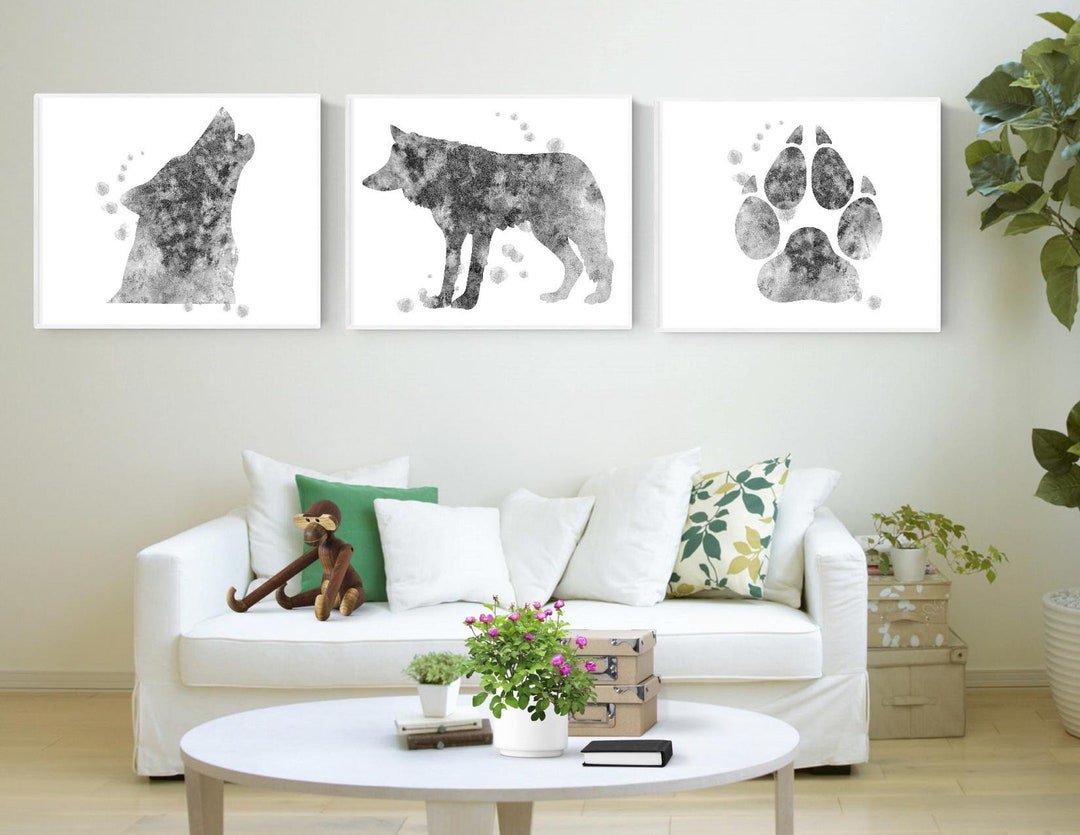 Set of Three Wolf Trio Glicée Print Picture Baby Boy Girl Mother Father ...