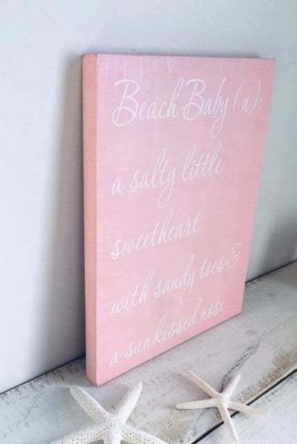 Cute Beach Baby Wood Sign ~Beach Coastal Decor ~ Baby Girl Nursery ...