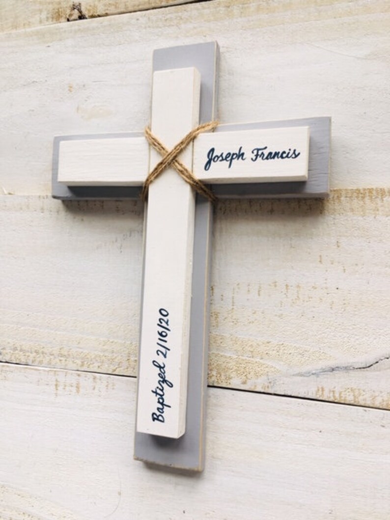 Custom Wood Wall Cross Personalized Baptism First Holy - Etsy