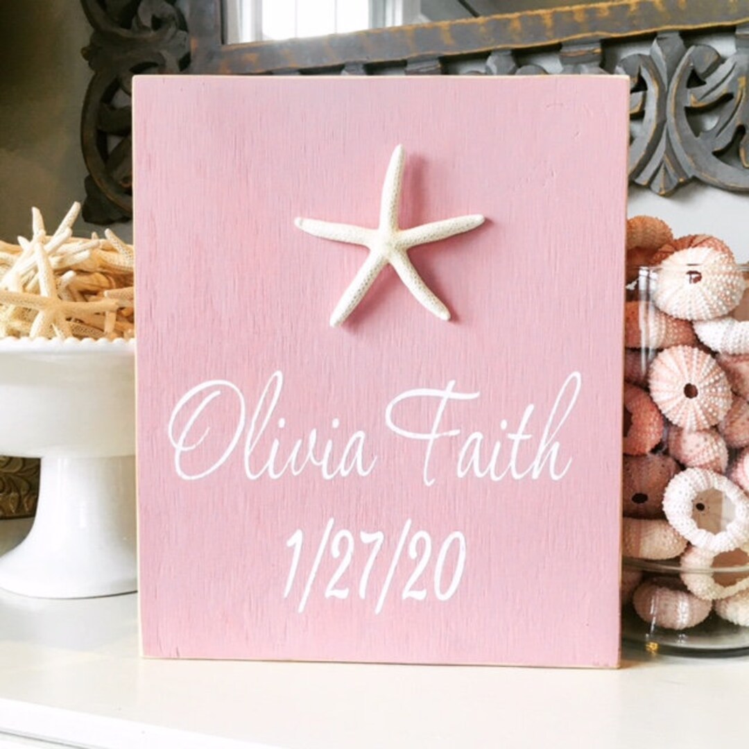 Baby Birth Announcement, Custom Baby Sign, Beach Baby, Wood Sign ...