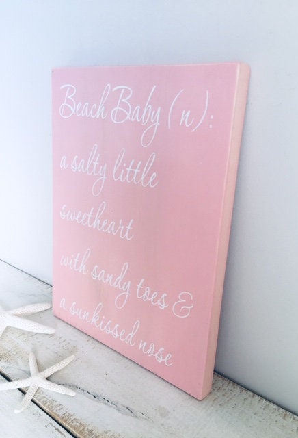 Cute Beach Baby Wood Sign ~Beach Coastal Decor ~ Baby Girl Nursery ...