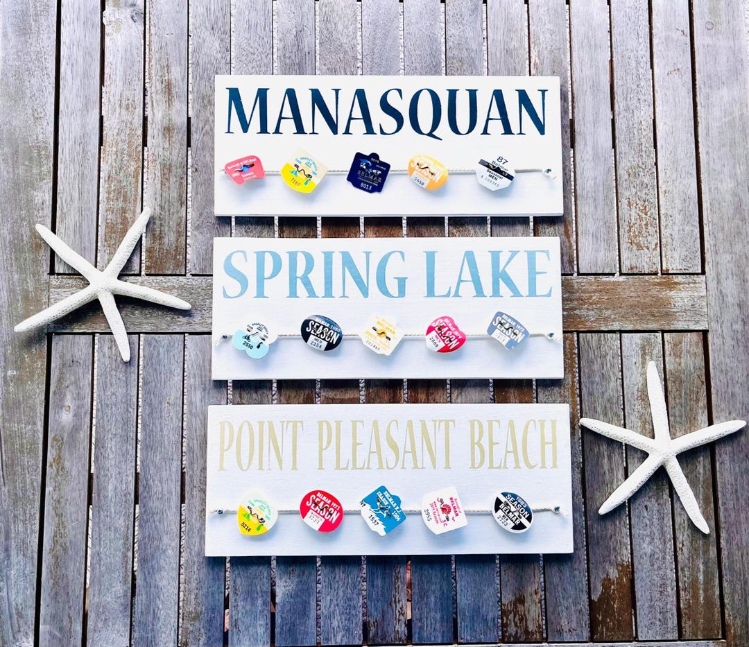 Beach Badge Collection Display With Custom Town, Beach Badge Holder, NJ ...