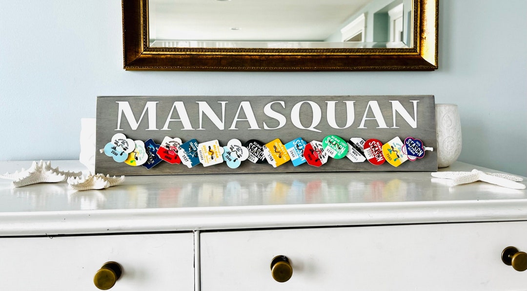 Beach Badge Collection Display With Custom Town, Beach Badge Holder, NJ ...