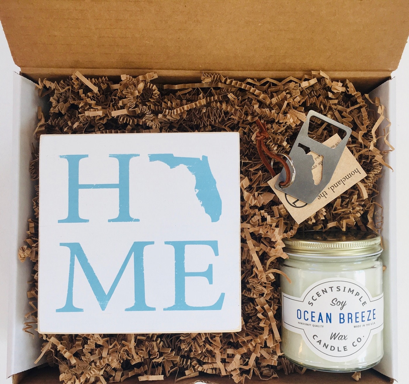 Florida Sign Gift Box ~ Florida Home Sign ~ Candle ~ Bottle Opener ...