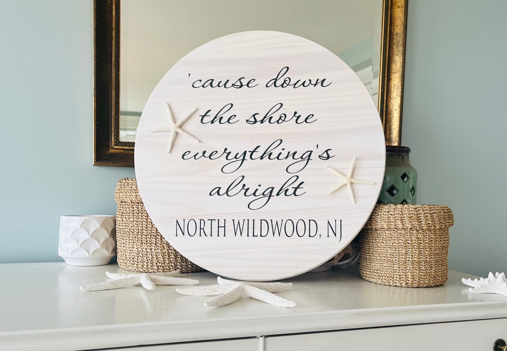 Large Round Custom Beach House Sign, Bruce Springsteen, Cause Down The ...