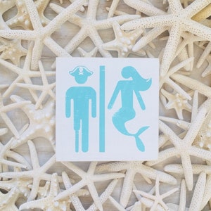 Mermaid and Pirate Bathroom Wood Sign, Beach House Bathroom, Kids ...
