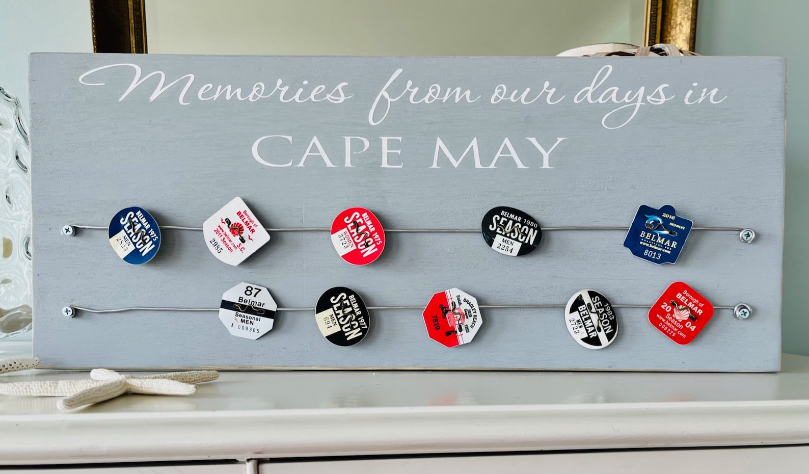 Custom Beach Badge and Beach Tag Holder Sign: Jersey Shore Keepsake ...
