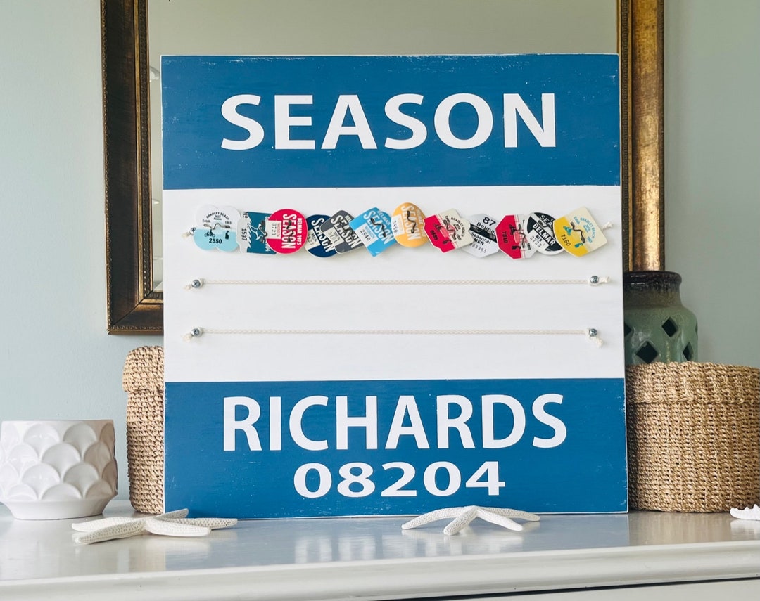 Personalized Beach Tag Display: Jersey Shore Badge Holder - Etsy