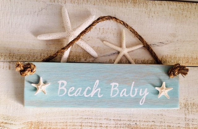 Cute Beach Baby Wood Sign ~Beach Coastal Decor ~ Baby Girl or Boy ...