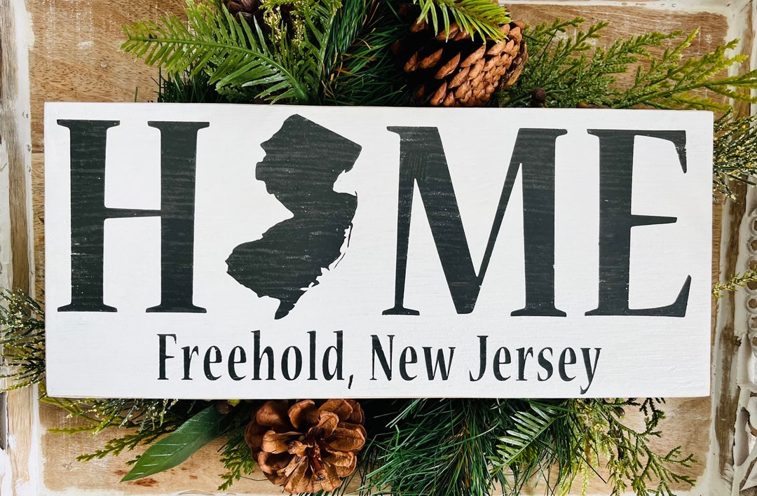 New Jersey Sign, New Jersey Home State and Town Sign, Custom NJ Sign ...