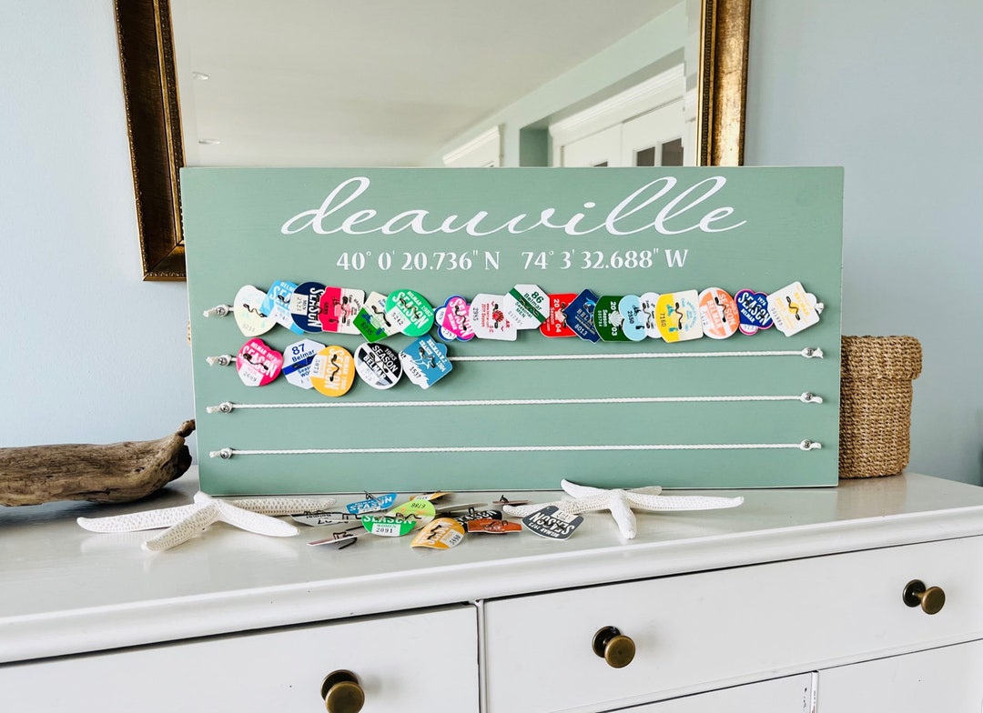 Beach Badge Display With Custom Town, Badge Tag Holder, Collection ...