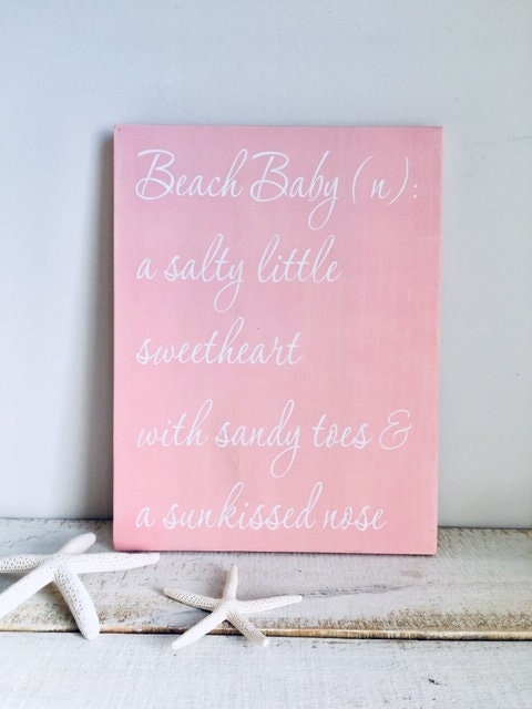 Cute Beach Baby Wood Sign ~Beach Coastal Decor ~ Baby Girl Nursery ...