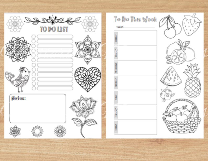 Printable Coloring to Do List Doodle Weekly Planner Coloring Pages ...