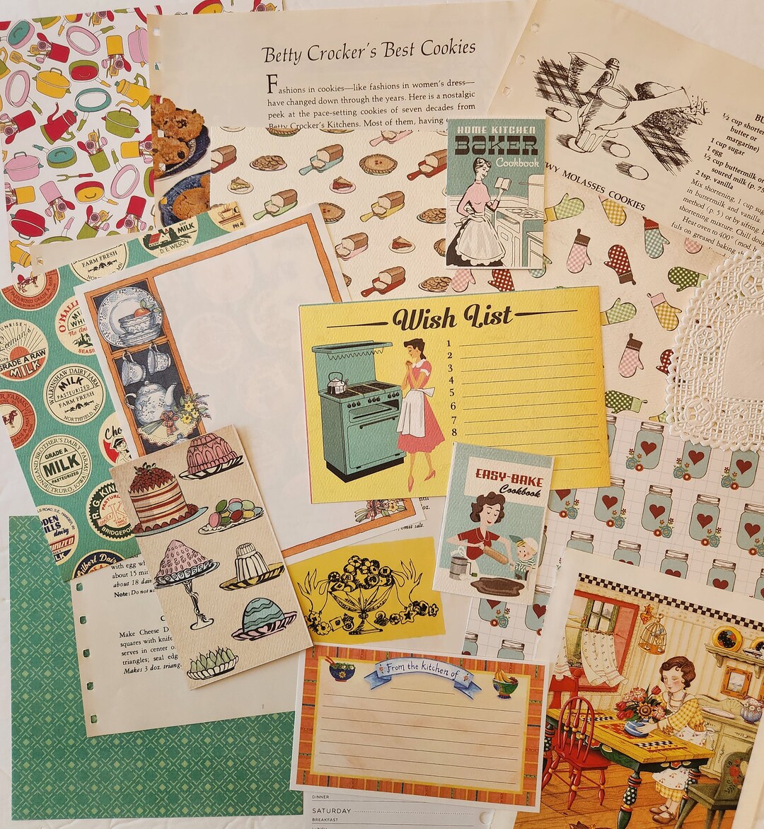 Vintage Kitchen Themed Junk Journal Mystery Kit, Recipe Book, Cookbook ...
