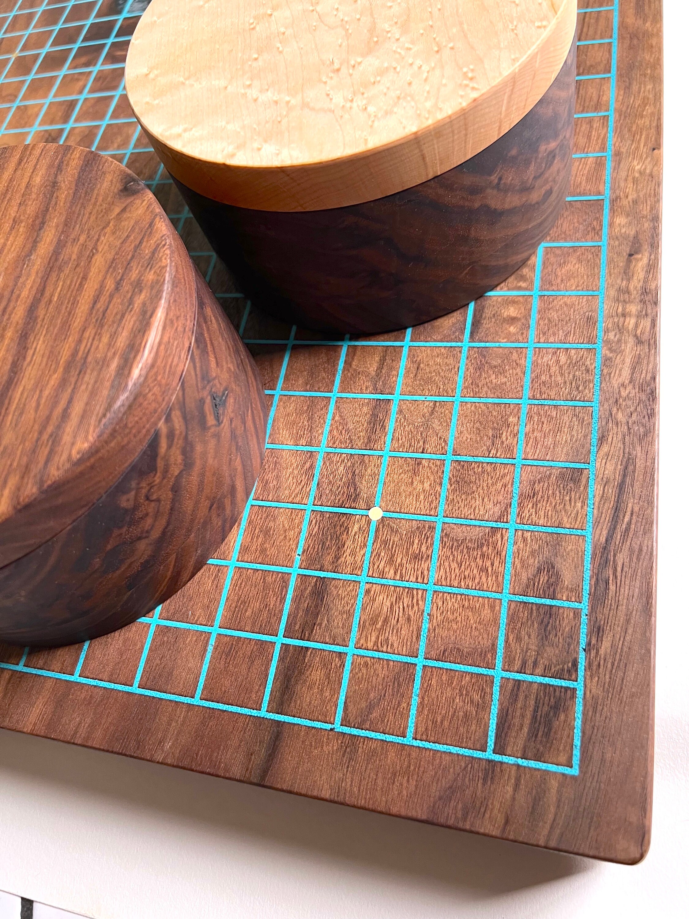 Custom Walnut Wood Go Board goban With Crushed Turquoise and - Etsy
