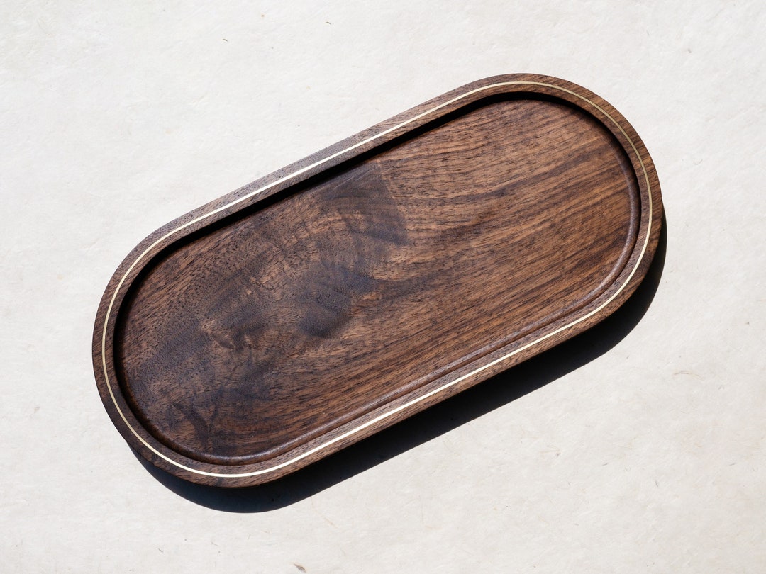 Gilded Mid Century Modern Serving Tray Walnut Tea Cocktail Service ...