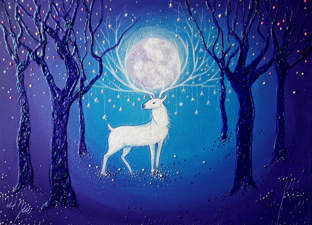 Mystical Stag White Stag White Hart Stag Print - Etsy