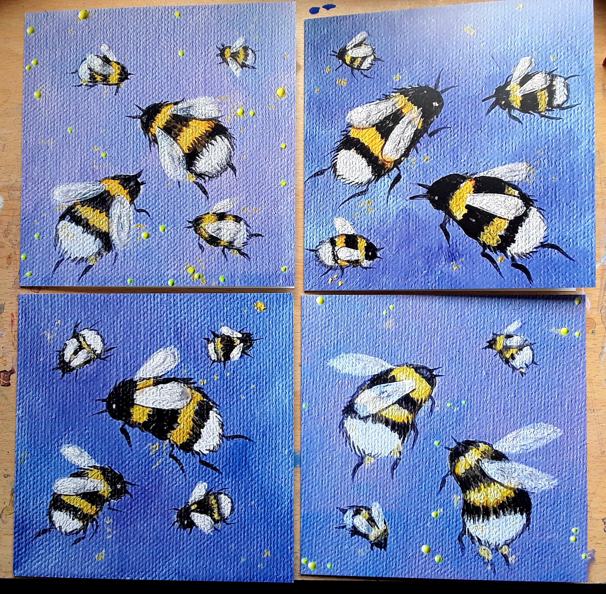 The Bumblebee Collection - Set of four high quality square cards.
