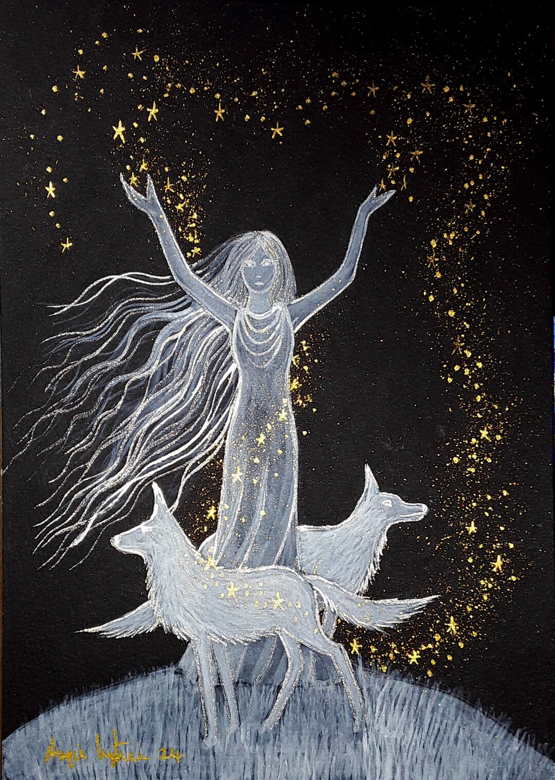 Wolf Goddess, Goddess Art, Wolf Art, Mystical Painting, Pagan, Goddess ...