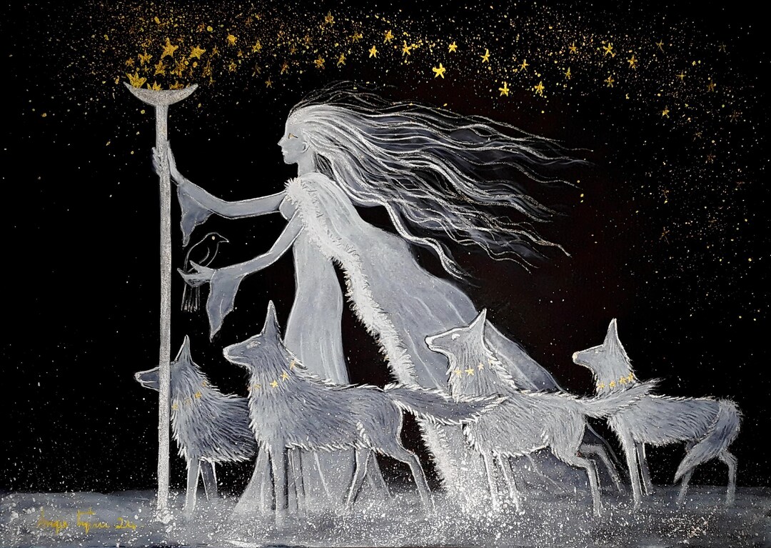 Large A3 Print, Wolf Goddess, Goddess Print, Wolf Art, Mystical Print ...