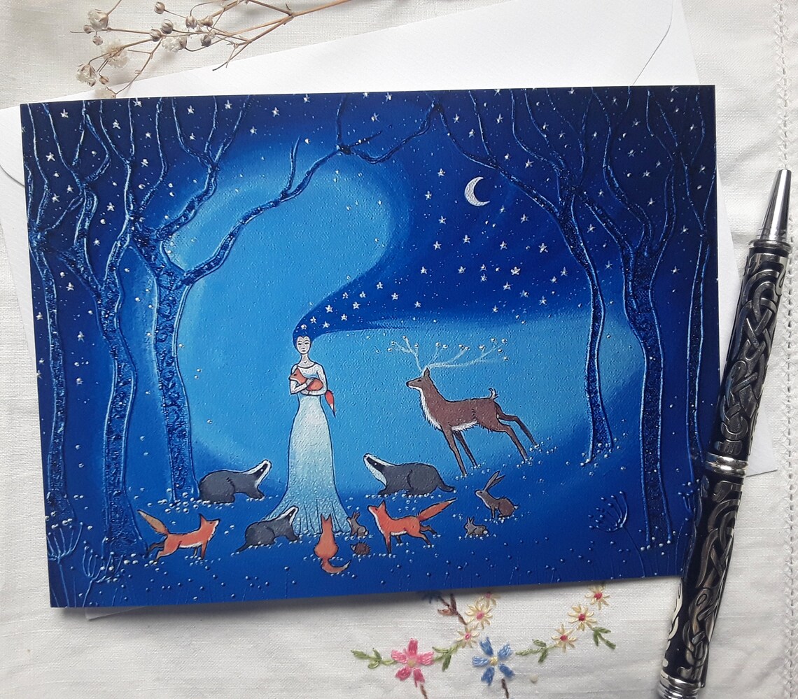 Goddess Card Night Goddess Pagan Wiccan Mystical Card - Etsy UK