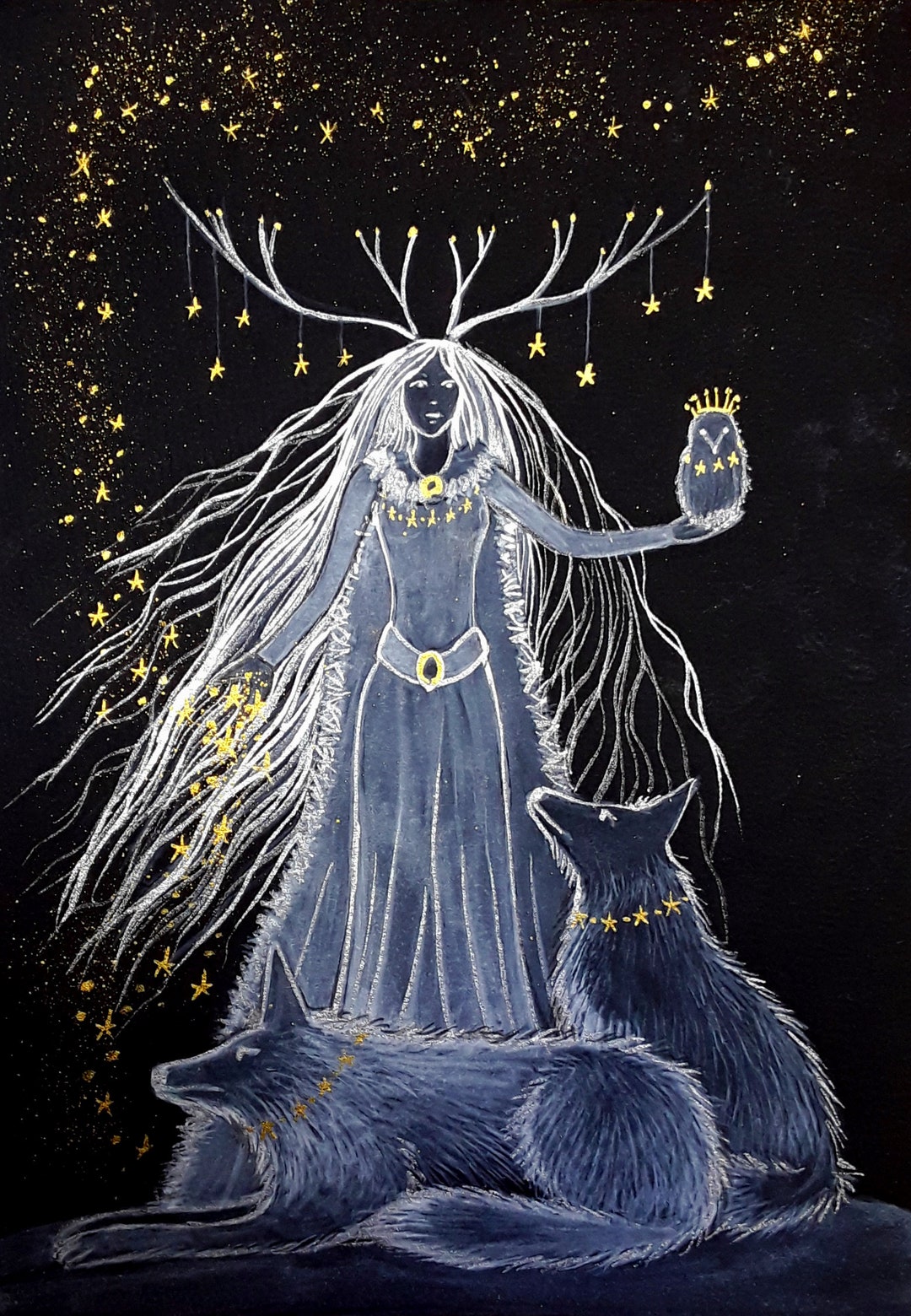 Wolf Goddess, Goddess Print, Wolf Print, Mystical Print, Pagan, Druid ...