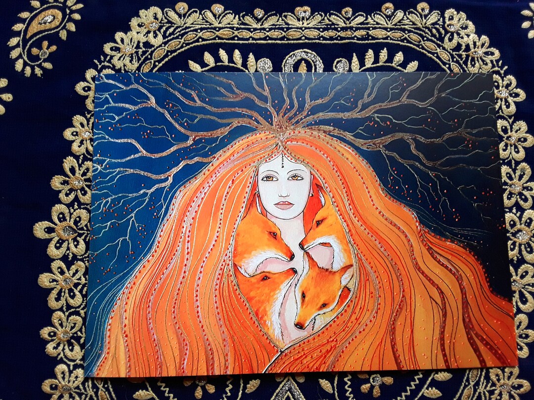 Goddess Card - Goddess Art - Fox Goddess - Fox Art - Mystical - Pagan ...