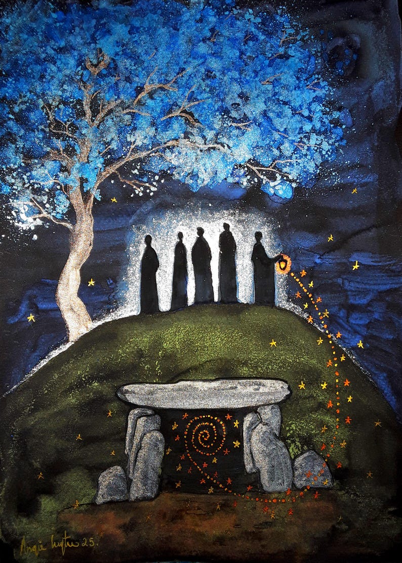 Night of the Ancestors, Original Painting, Long Barrow, Mystical, Pagan ...
