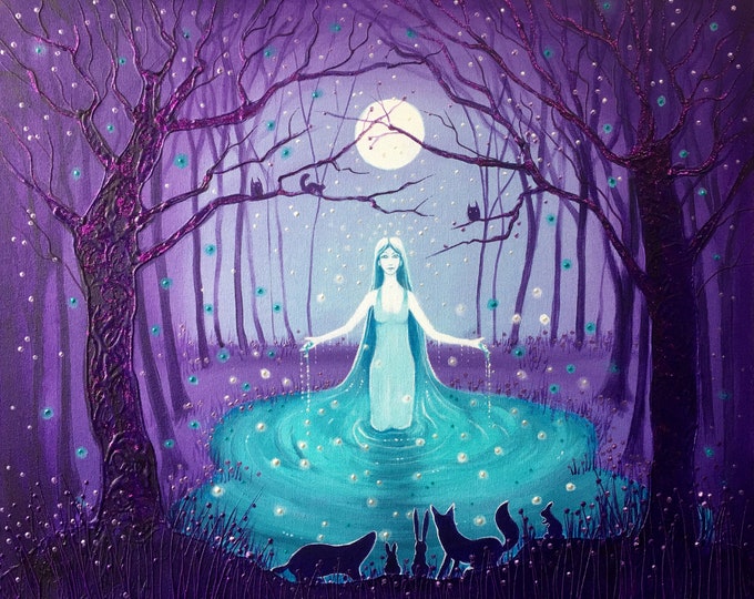 Goddess Art - Goddess Print - Moon Pool Goddess - Forest Goddess ...
