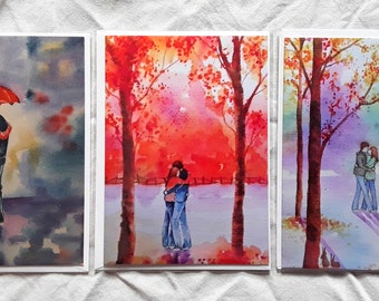 Cuddling couple art | Etsy