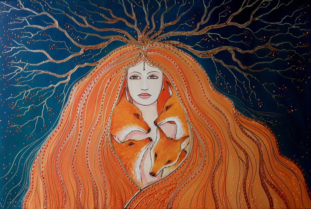 Goddess Painting - Fox Goddess - Goddess Art - Original Goddess and Fox ...