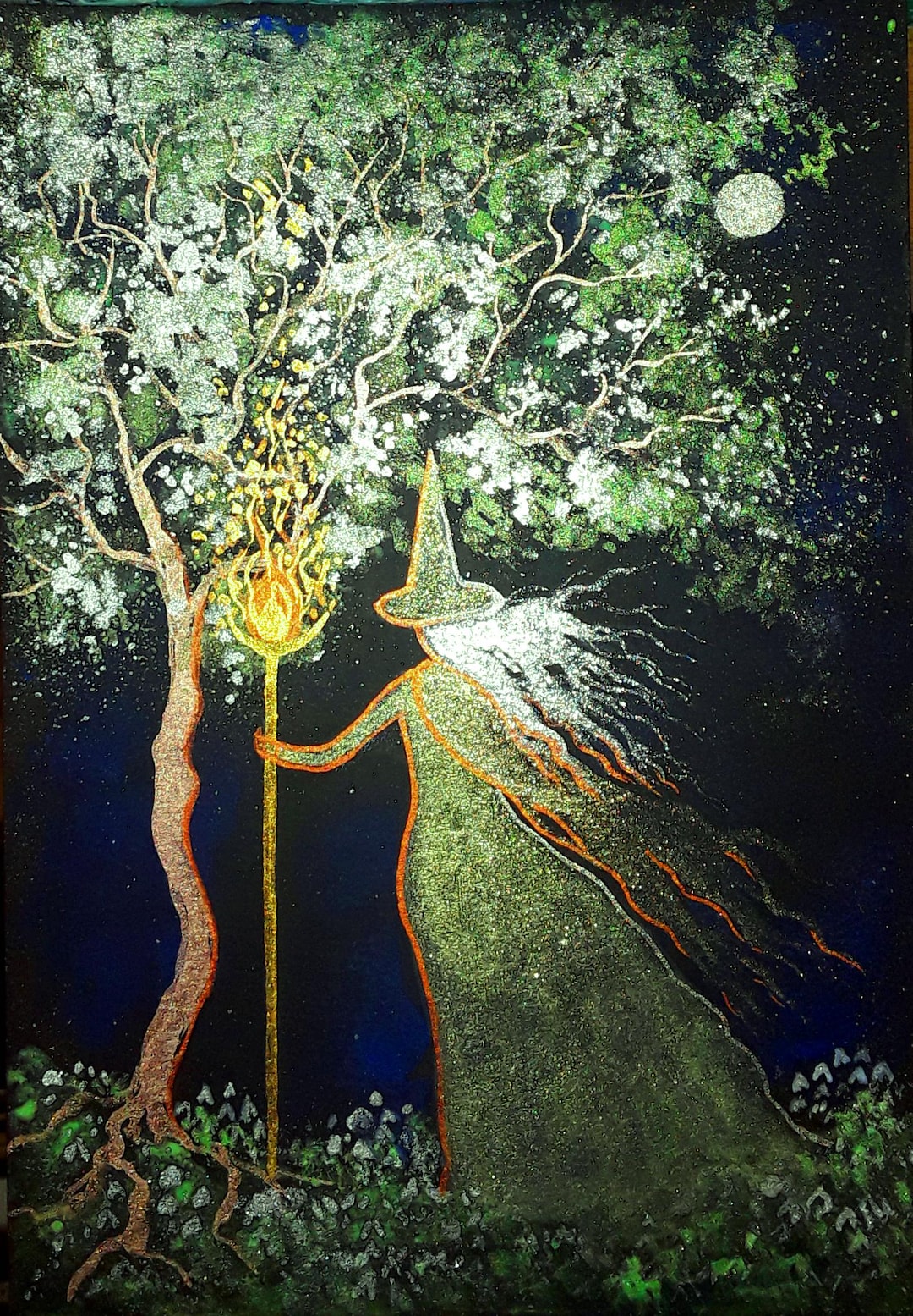 The Spring Witch, Original Painting, Mystical, Spring, Witch, Pagan ...