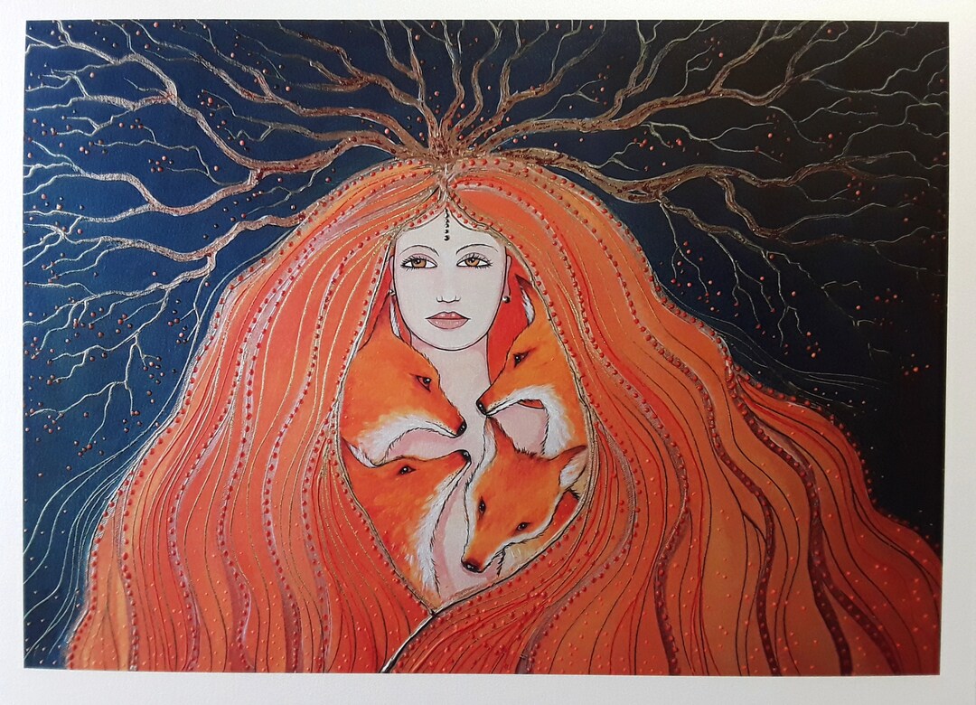Goddess Fox Goddess Anti Fox Hunting Fox Art Goddess Print - Etsy