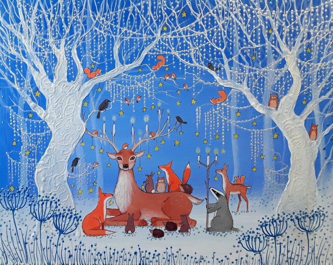 Mystical Stag art Original Painting Embellished Art Stag Painting ...