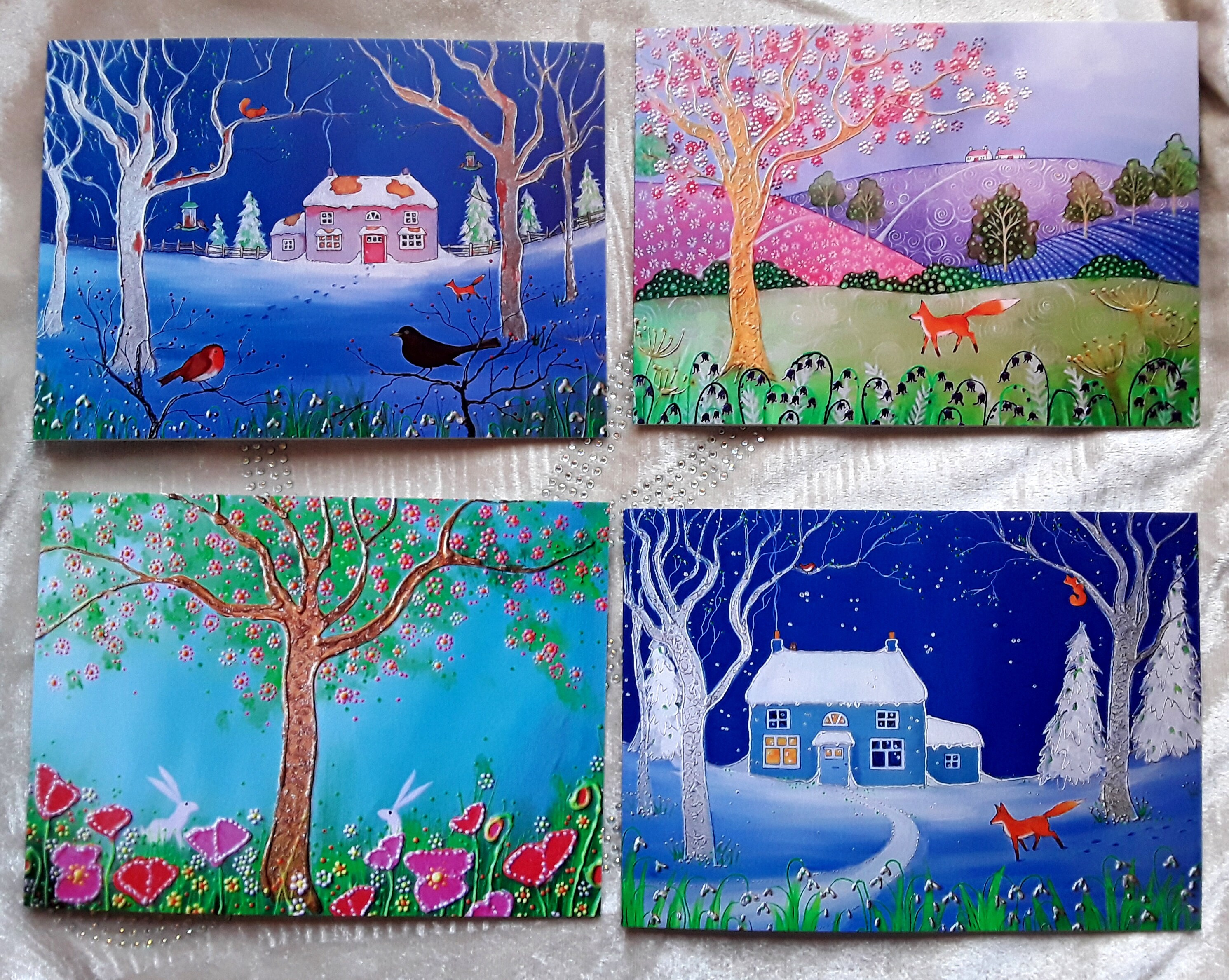 The Spring Collection - Set of four card featuring my original spring ...