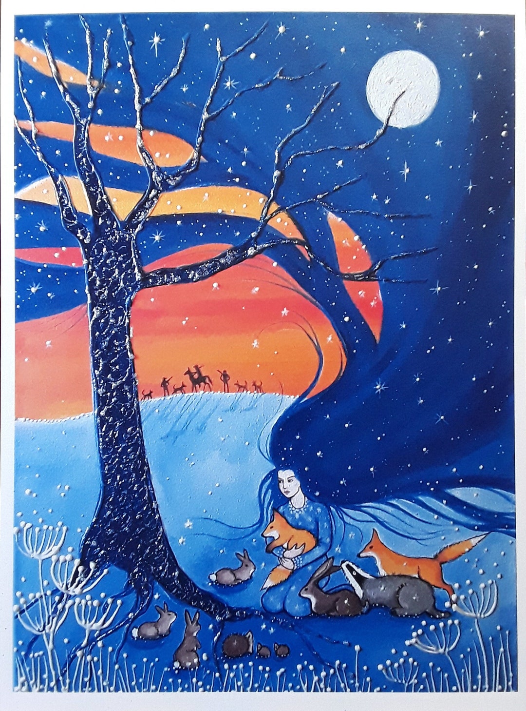 Goddess Print Night Goddess Anti Fox Hunting Anti Hunting Art Goddess ...