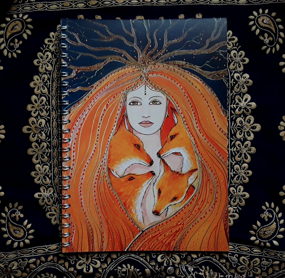 Goddess Notebook - Fox Goddess - Fox Journal - Goddess Journal - Spiral ...